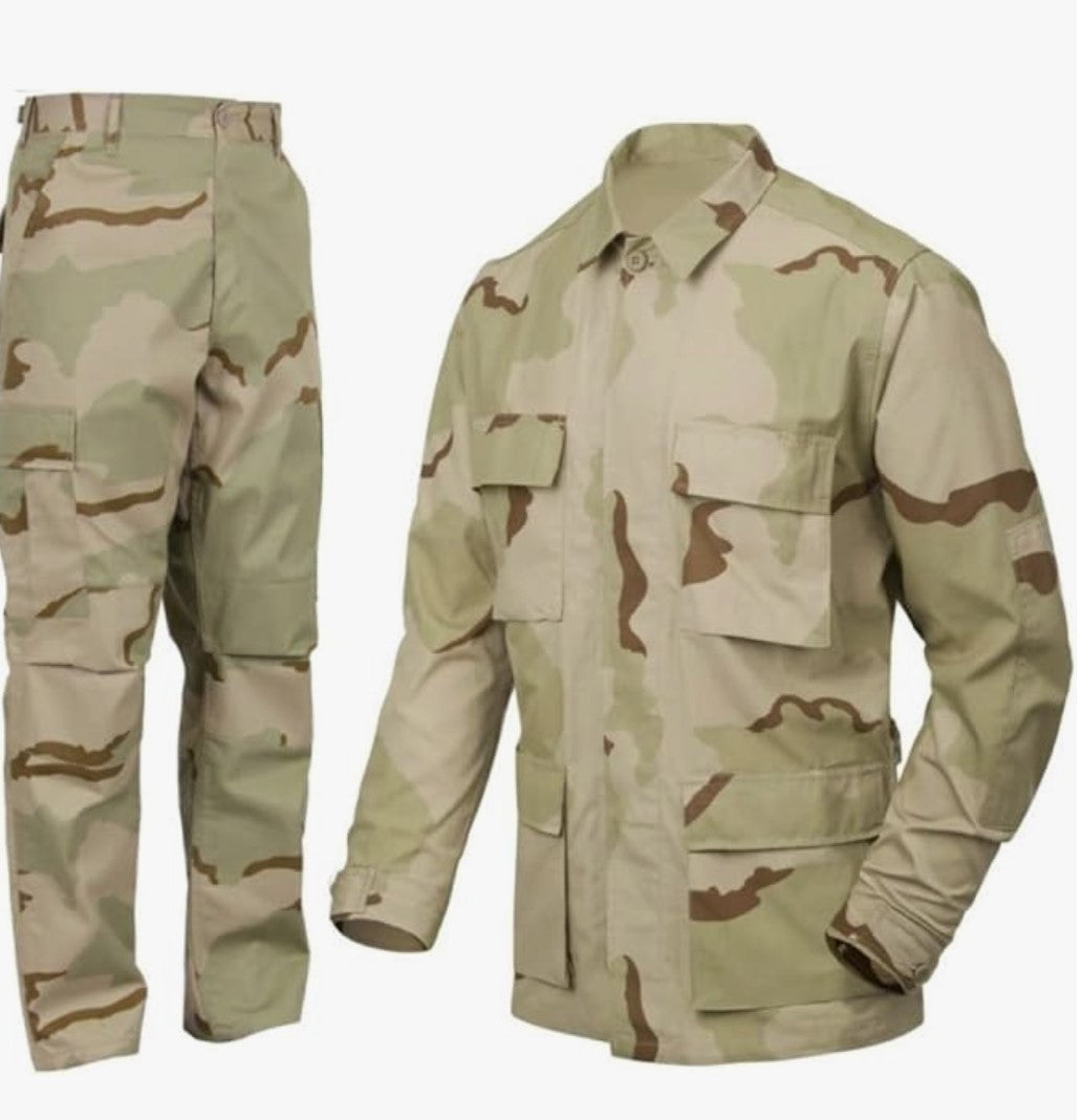 Desert Camo BDU Combat Pants + Jacket Set 65/35 Poly/Cotton Rip Stop ...